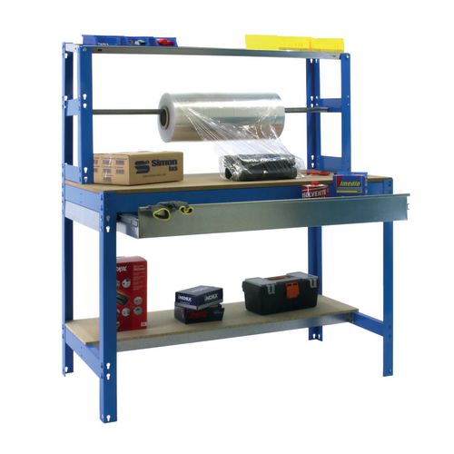 Packing workstation with roll holder & drawer